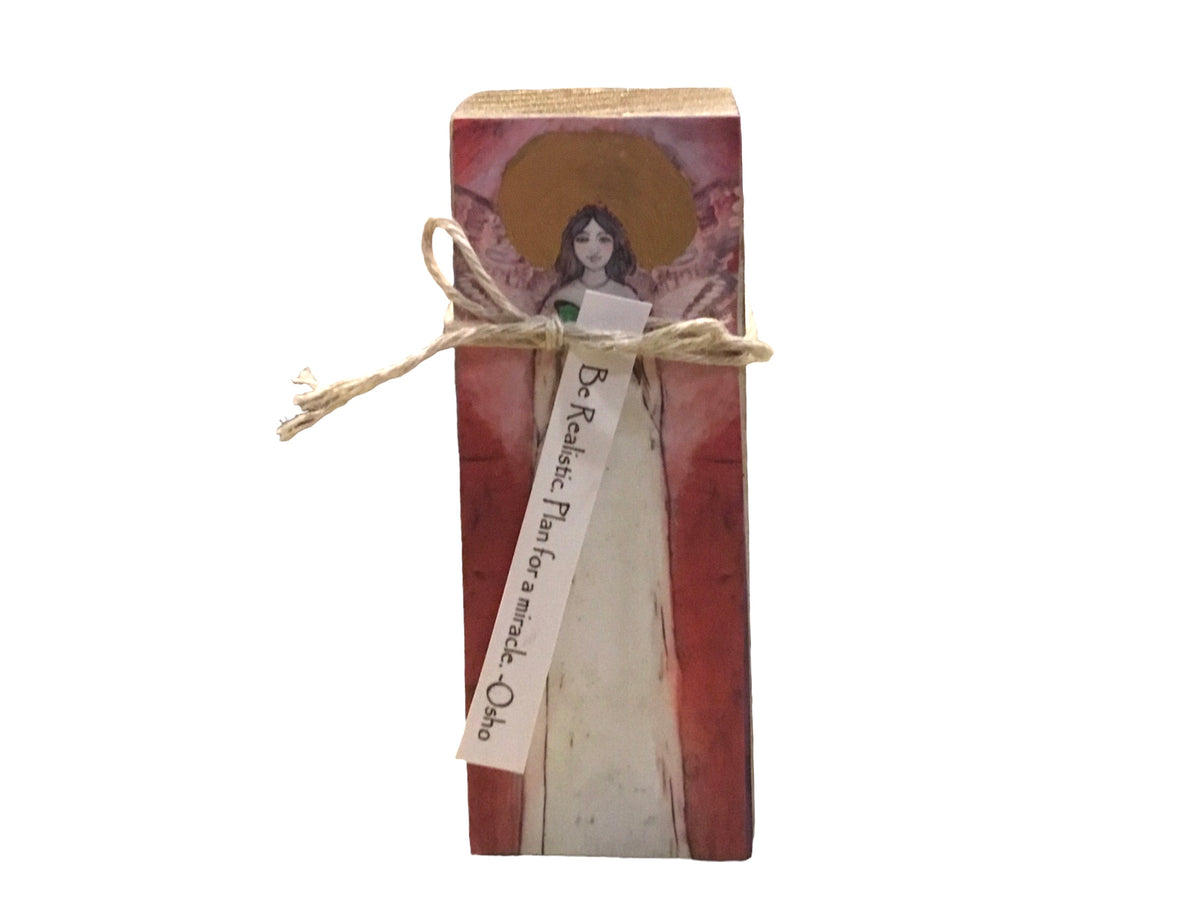 Small Wood Block Angel "Be Realistic. Plan For A Miracle." – Wild Oats ...